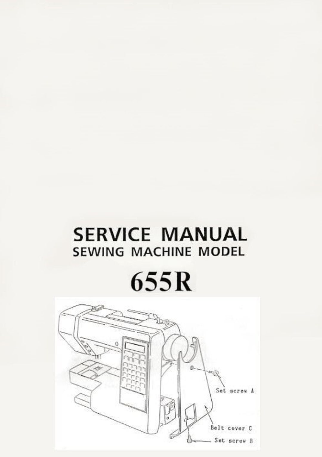 Janome 655R Series Original Service Manual Instant Pdf Download. Model ...