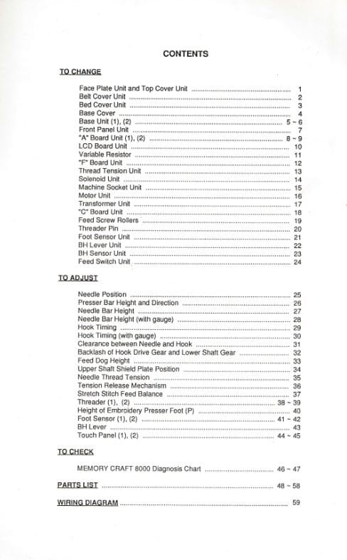 Janome Memory Craft 8000 Original Service Manual Instant PDF Download ...