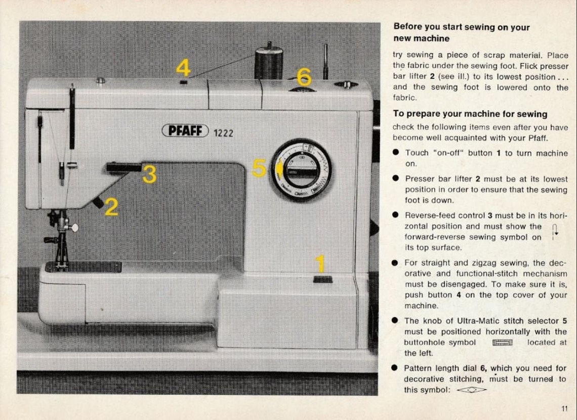 Pfaff 1221, 1222 Series Sewing Machine Manual. Instant PDF Digital ...