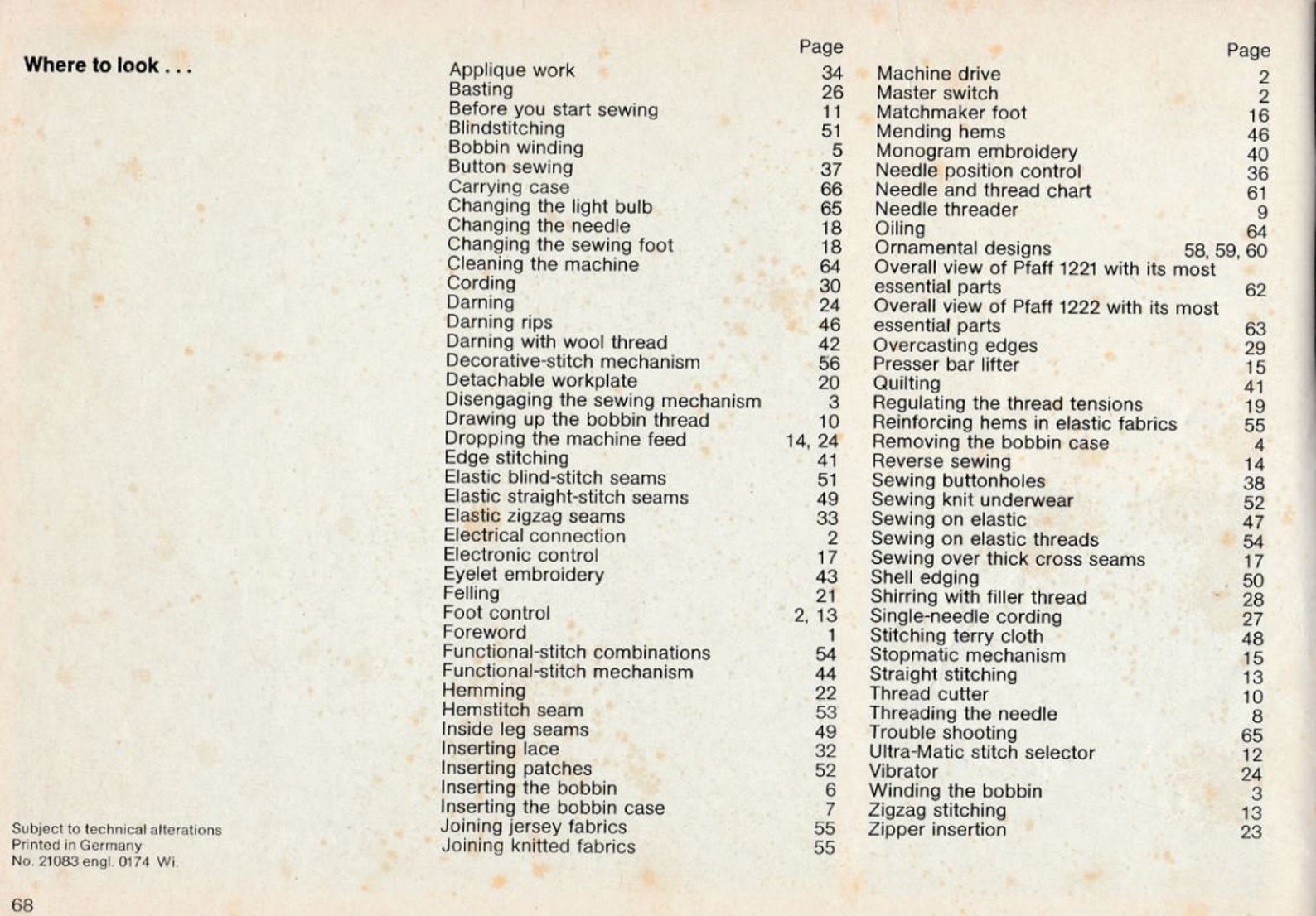 Pfaff 1221, 1222 Series Sewing Machine Manual. Instant PDF Digital ...