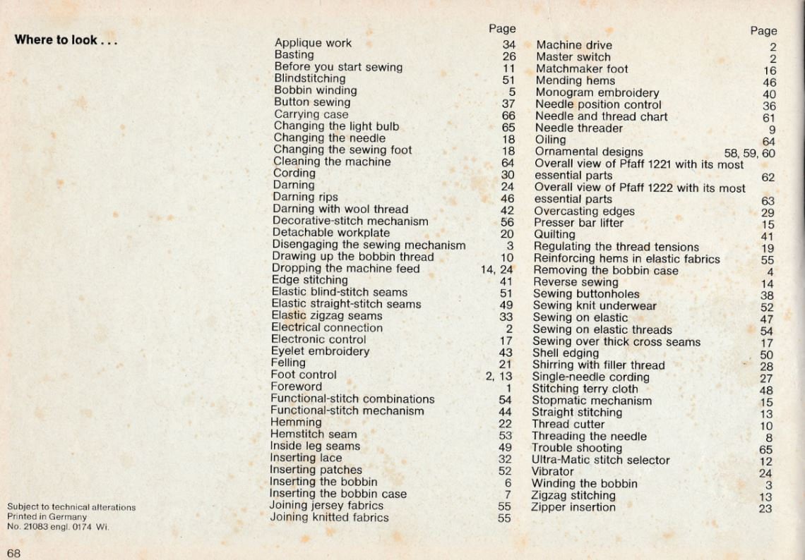 Pfaff 1221, 1222 Series Sewing Machine Manual. Instant PDF Digital Download. Scanned Original in ...