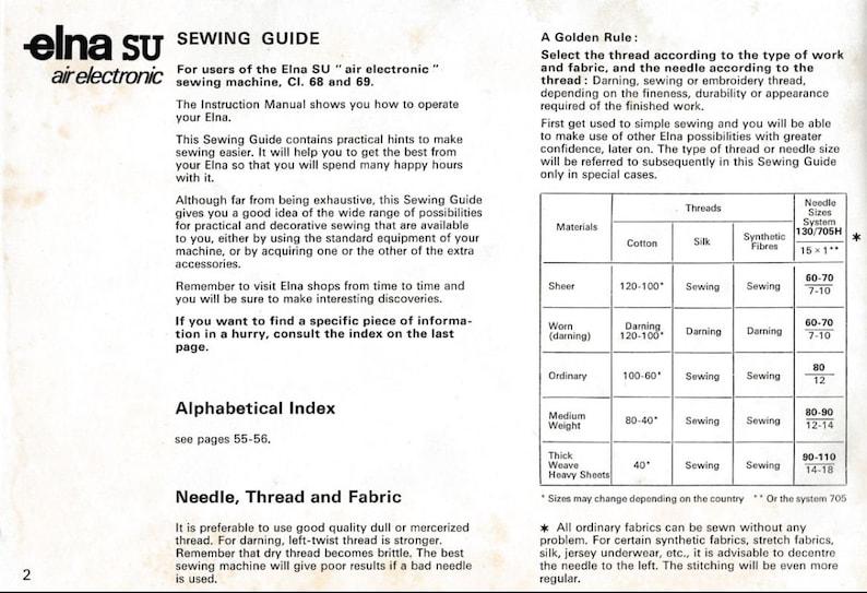 Elna Sewing Machine Manual, Book Two (PDF Pattern) - Etsy