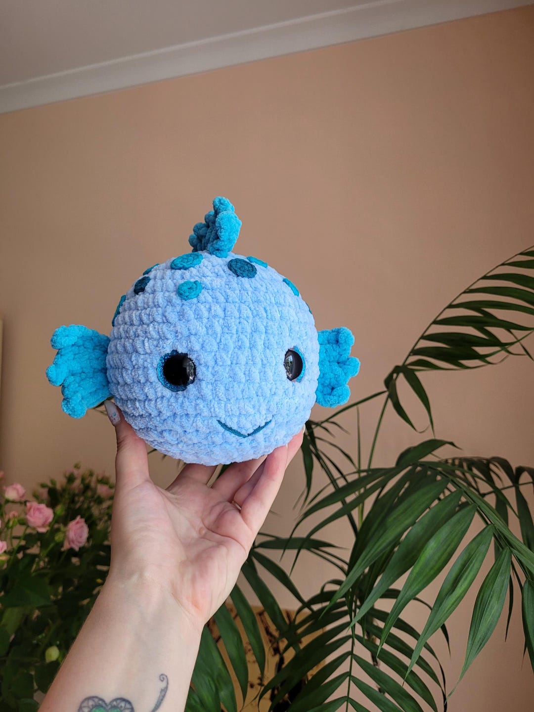 Crochet Puffer Fish Plush – Amigurumi Fugu Toy – Soft Handmade Blowfish ...