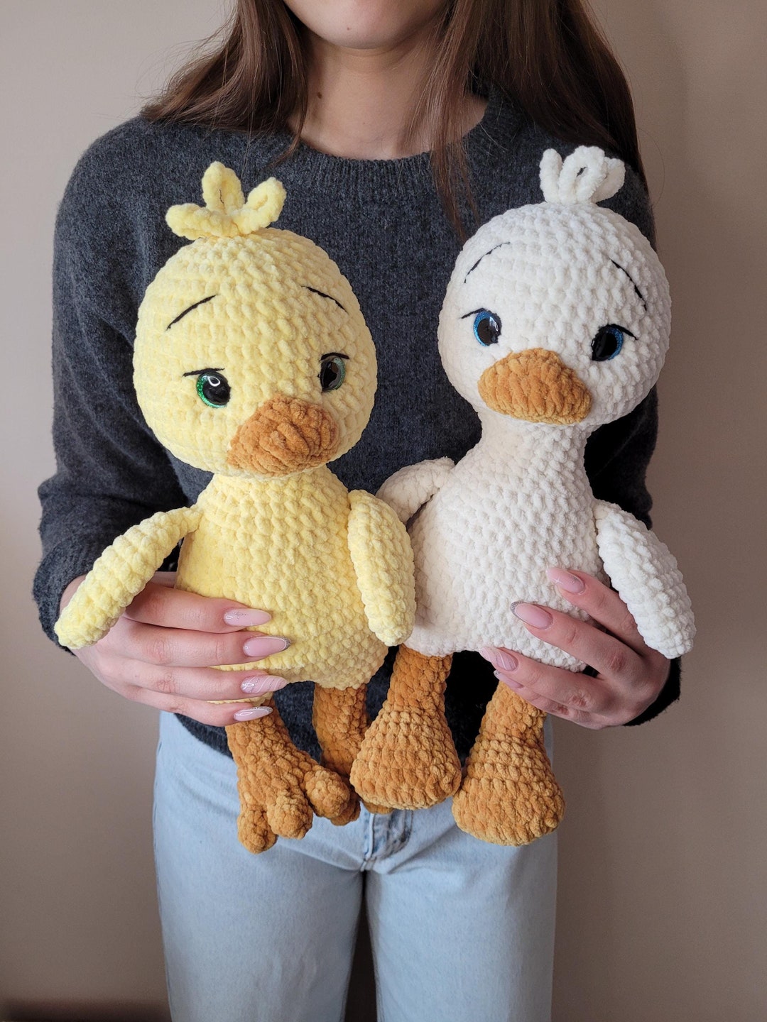 Goose Duck Plush Crochet Toy, Amigurumi White Goose, Soft Bird Stuffed ...