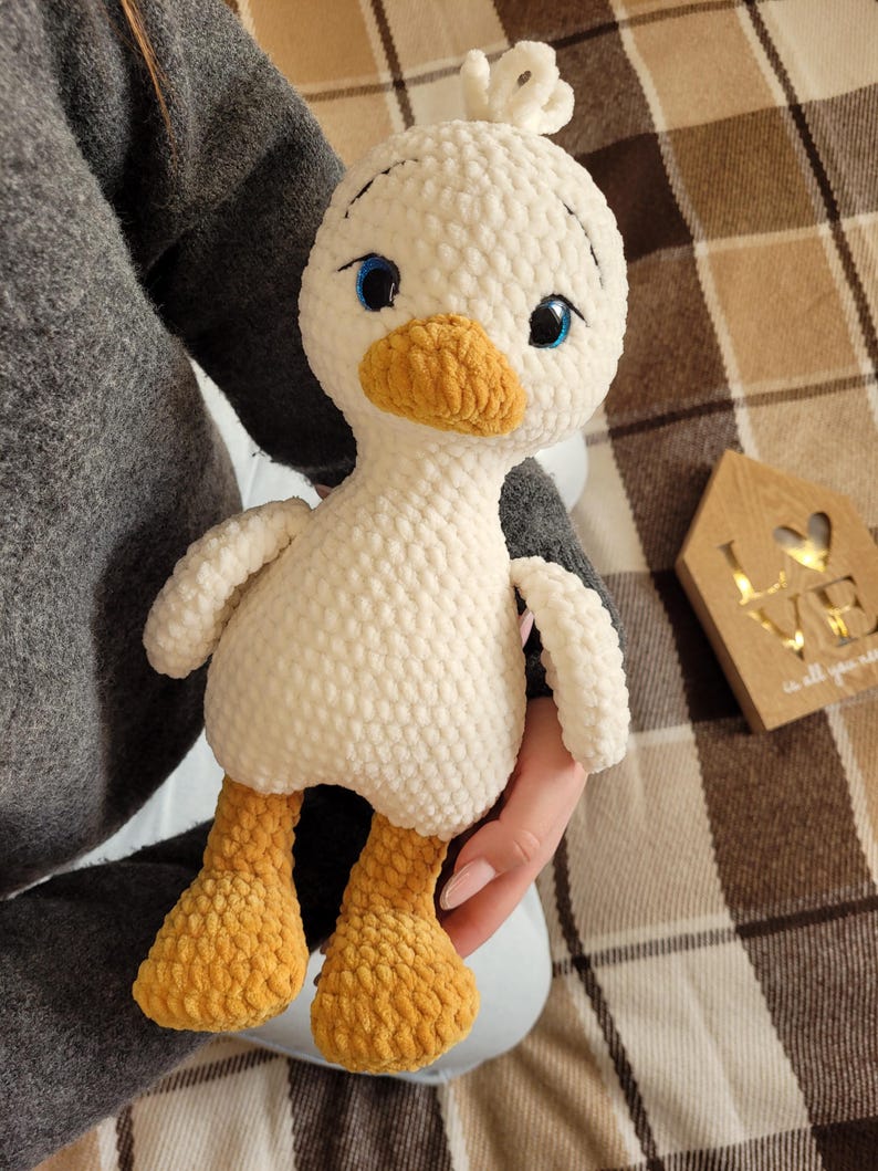 Goose Duck Plush Crochet Toy, Amigurumi White Goose, Soft Bird Stuffed ...
