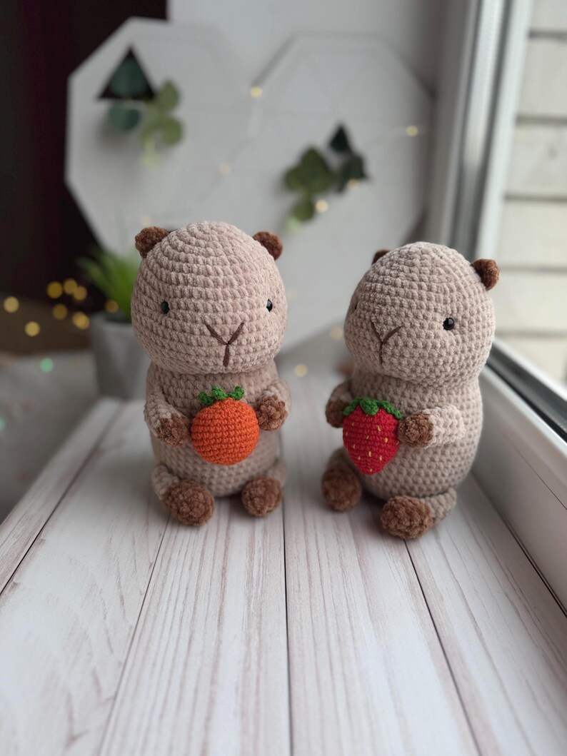 Capybara Crochet Pattern | Plush Capybara With Strawberry & Orange ...