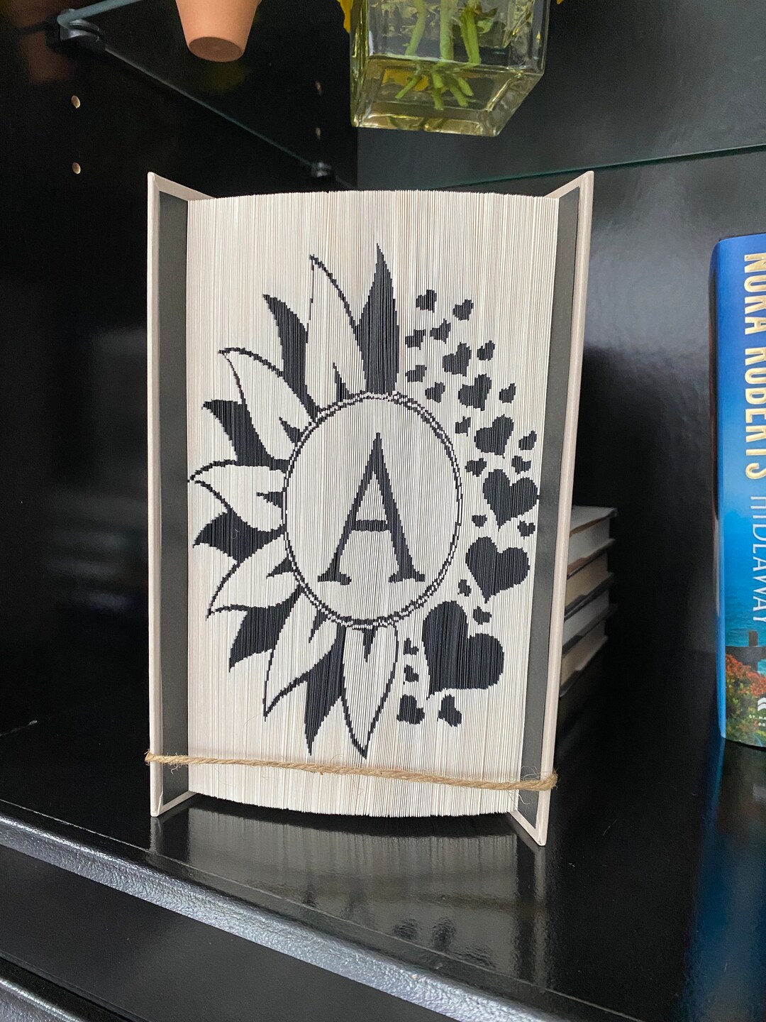 Monogram Cut & Folded Book With Sunflower Petals and Hearts - Etsy