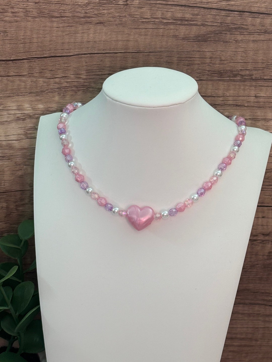Girls Heart Necklace, Pink and Purple Necklace, Valentines Day Gift for ...