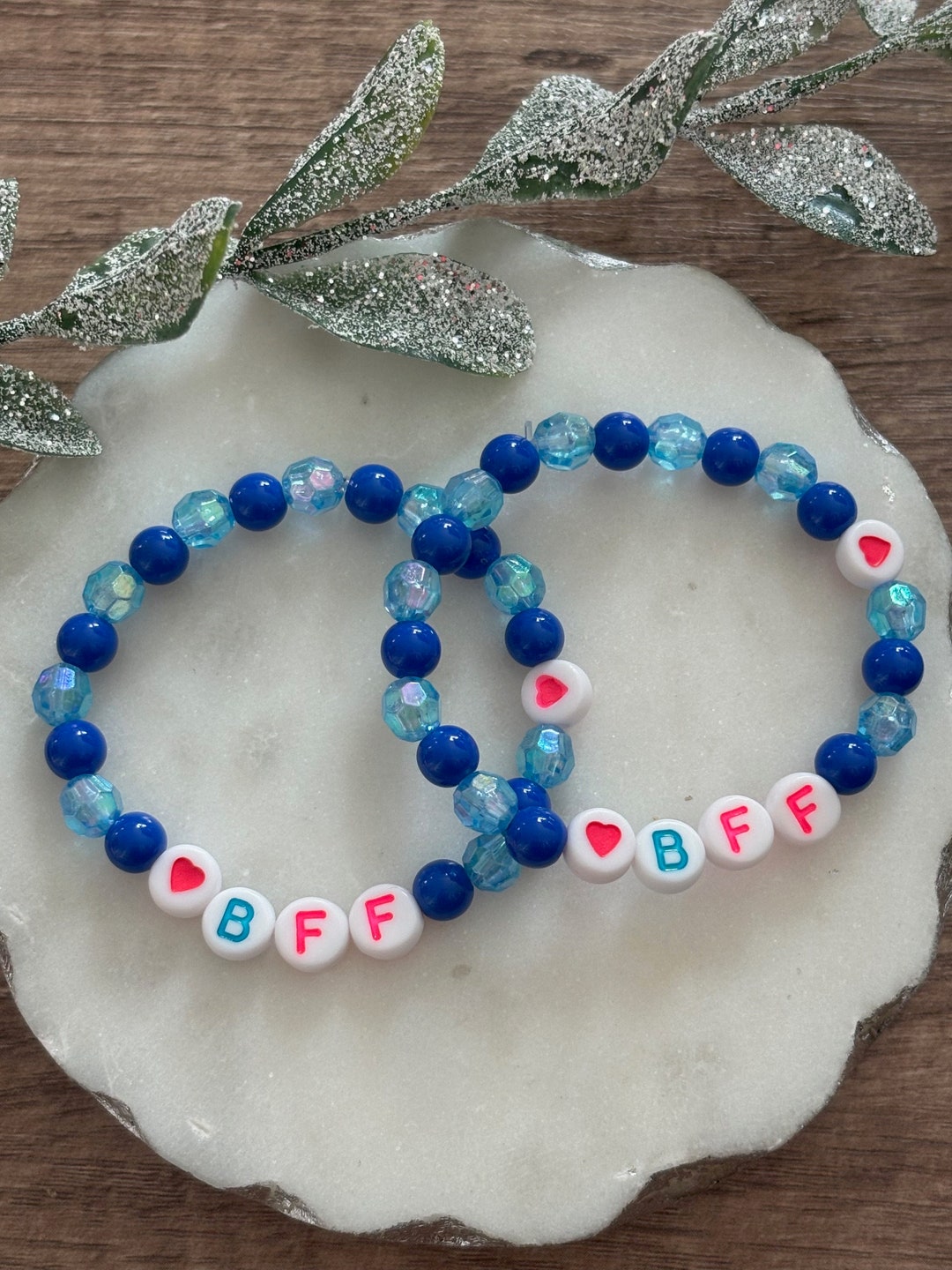 2 Pack Blue Bestie Bracelets, Kids Best Friend Jewelry, Matching ...