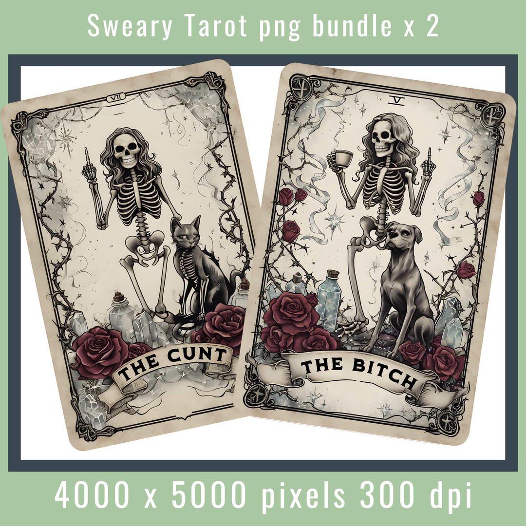 Gothic Swear Tarot PNG: Rude Skeletons - DTF Sublimation Digital ...