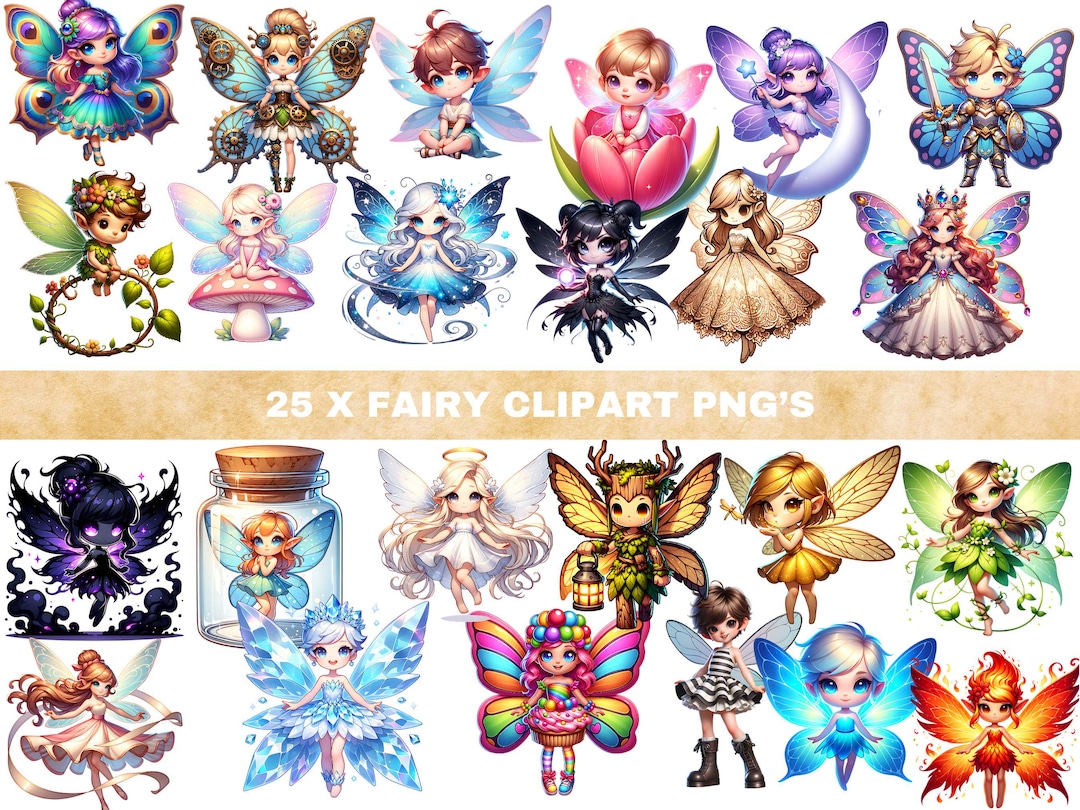 Fairy PNG Bundle, Fantasy Fairy Clipart, Celestial Fairy Art, Gothic ...