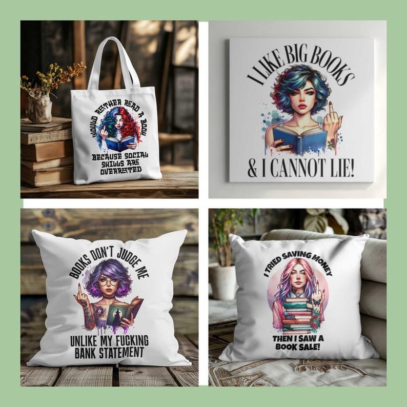 Rude Book Lover PNG Bundle: Sarcastic Bookworm Designs - Etsy