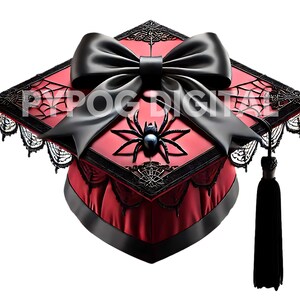 Gothic Graduation Cap PNG Senior 2025 Png Spider Web Clipart, Black ...