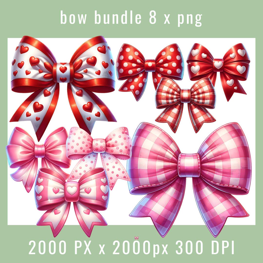 Coquette Style Bows Digital Bow Pngs & Svg Ribbon Designs Sublimation ...