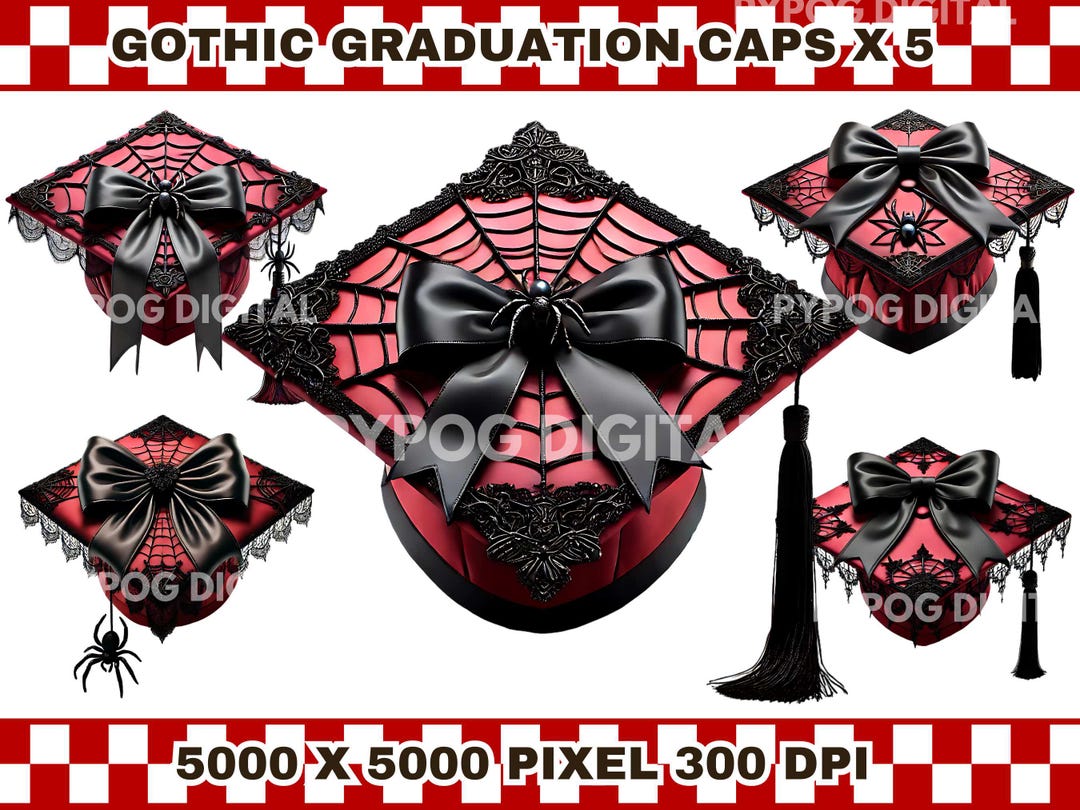 Gothic Graduation Cap PNG Senior 2025 Png Spider Web Clipart, Black ...