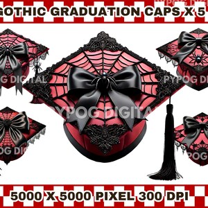 Gothic Graduation Cap PNG Senior 2025 Png Spider Web Clipart, Black ...