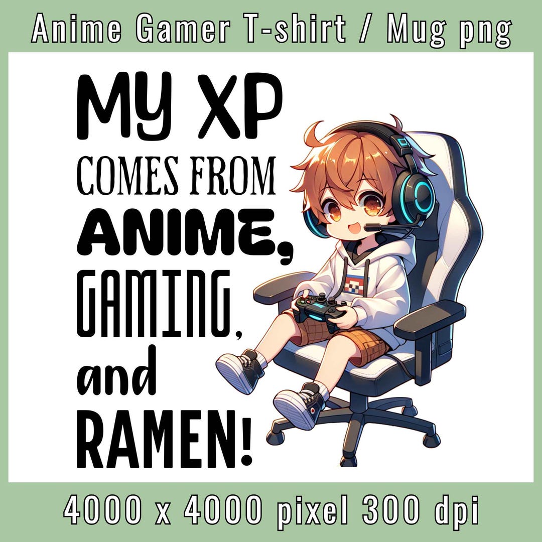Anime Gamer PNG, Gaming Digital Download, Funny Gamer SVG, Ramen Lover ...
