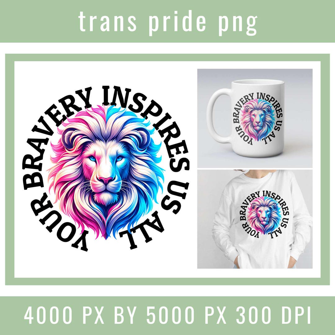 Transgender Pride Lion PNG Design LGBTQ Sublimation Artwork Bold Trans ...