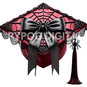 Gothic Graduation Cap PNG Senior 2025 Png Spider Web Clipart, Black ...