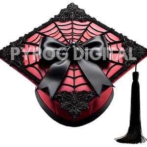 Gothic Graduation Cap PNG Senior 2025 Png Spider Web Clipart, Black ...