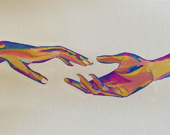 Prints Holding Hands Painting Print Love Canvas Unity Wall Art ...