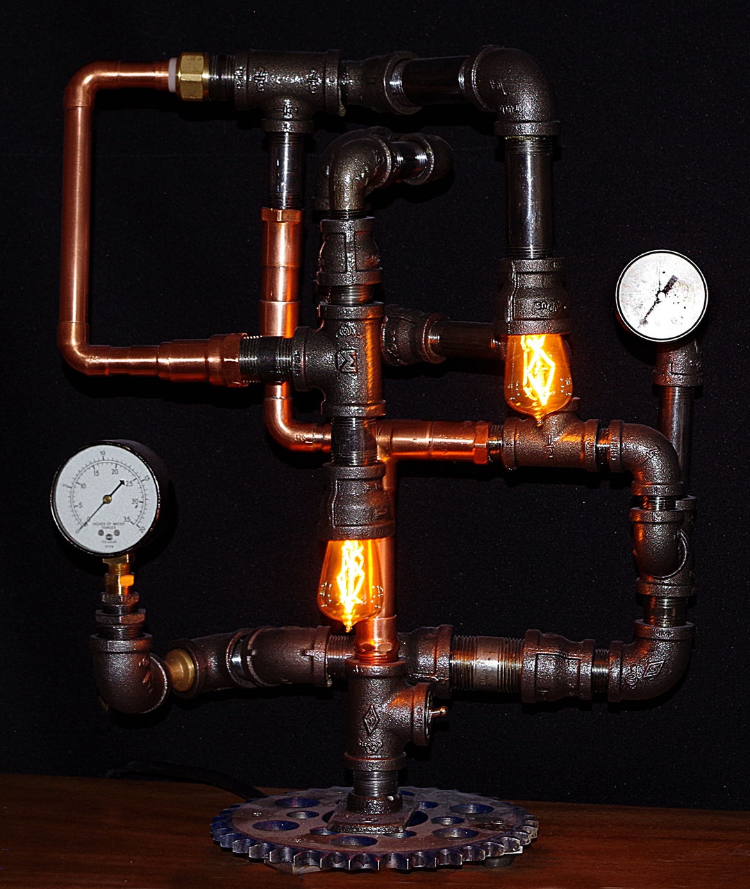 Steampunk Lamp,copperhead Pipe Lamp, Black Pipe, Table Lamp - Etsy