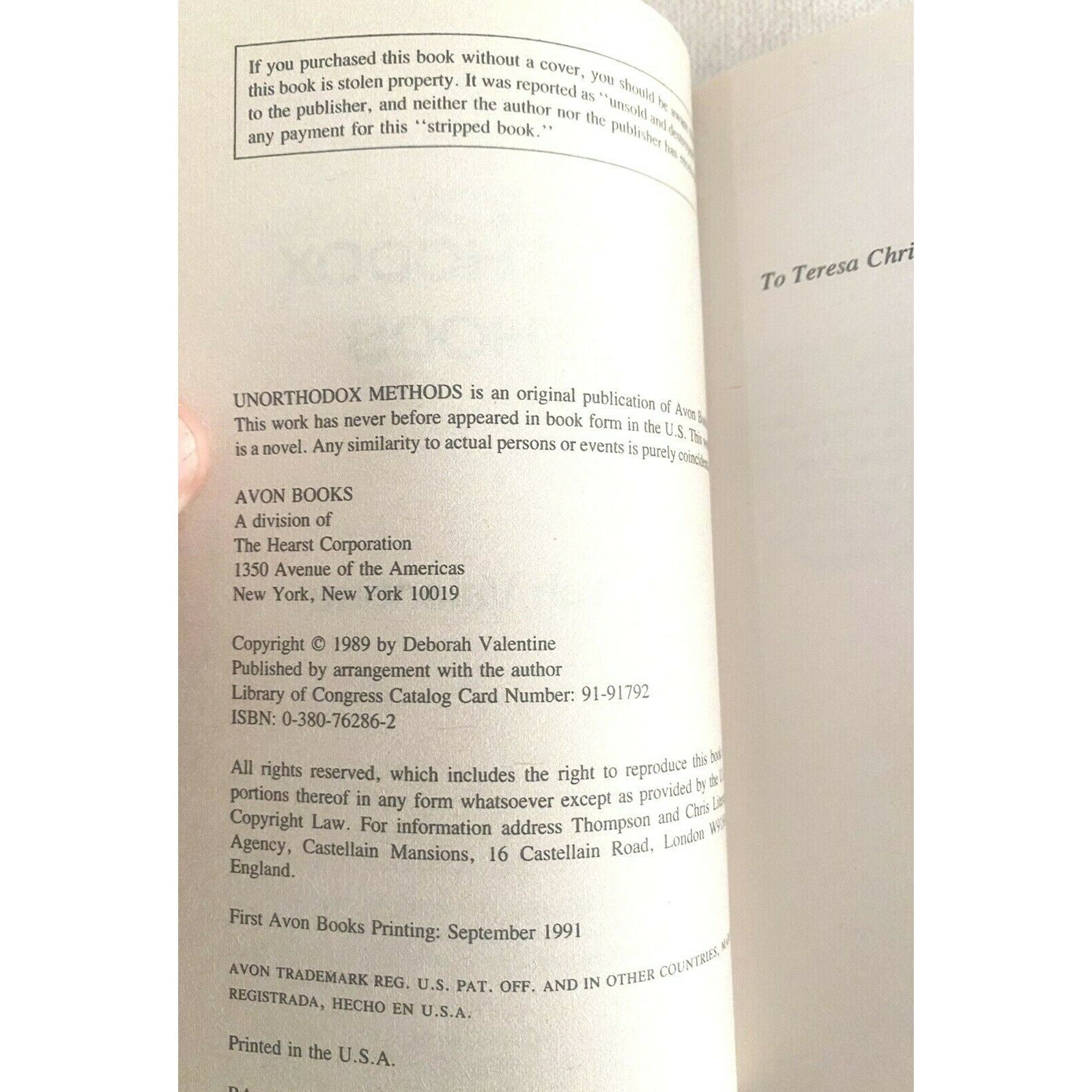 UNORTHODOX METHODS by Deborah Valentine 1989 Avon Books - Etsy