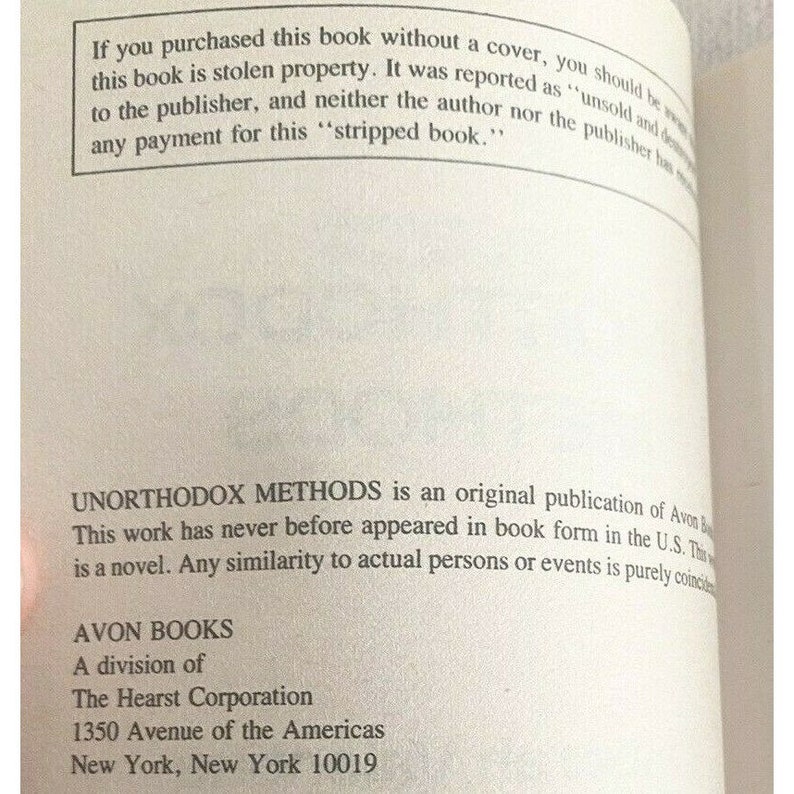 UNORTHODOX METHODS by Deborah Valentine 1989 Avon Books - Etsy