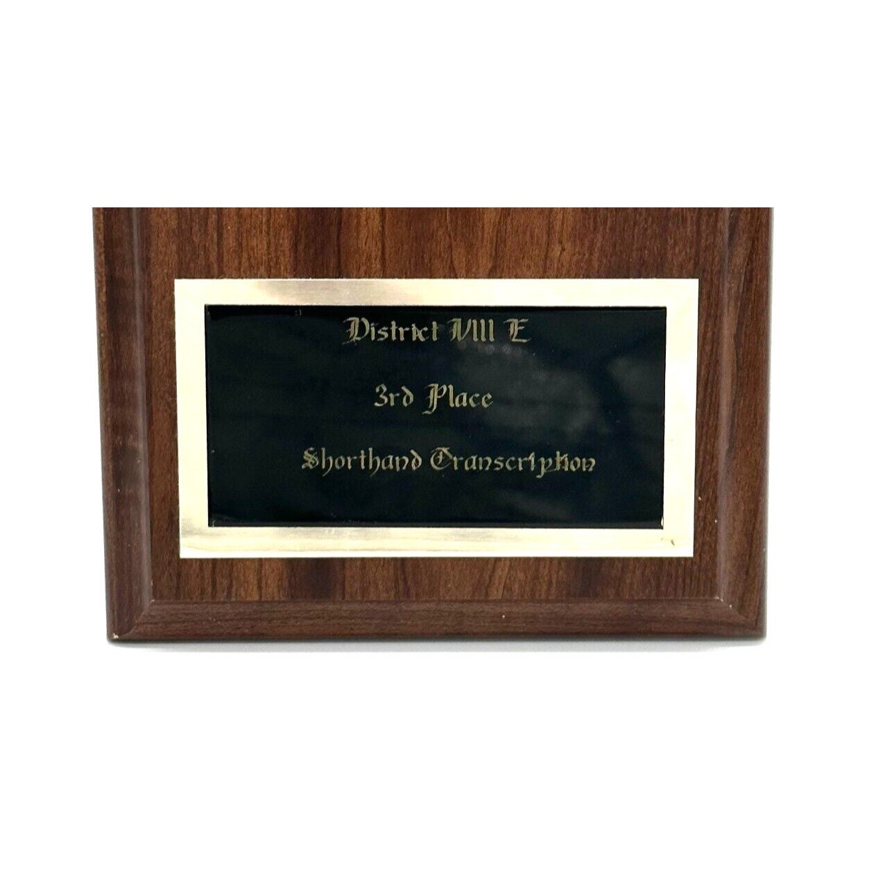 Vintage 1987 3rd Place Plaque - OEA District VIII E Shorthand ...