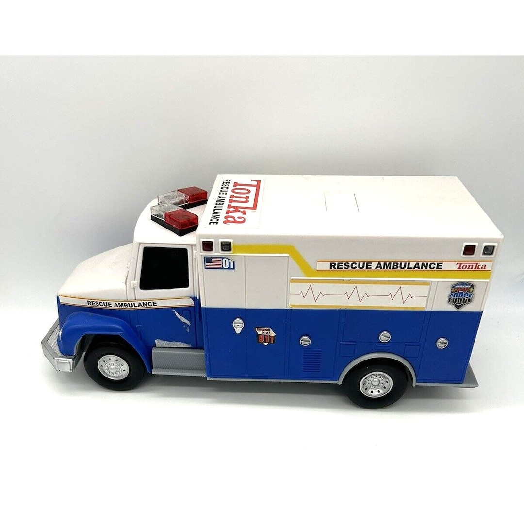 Tonka Hasbro Blue & White Rescue Ambulance Toy Truck WORKS - Etsy