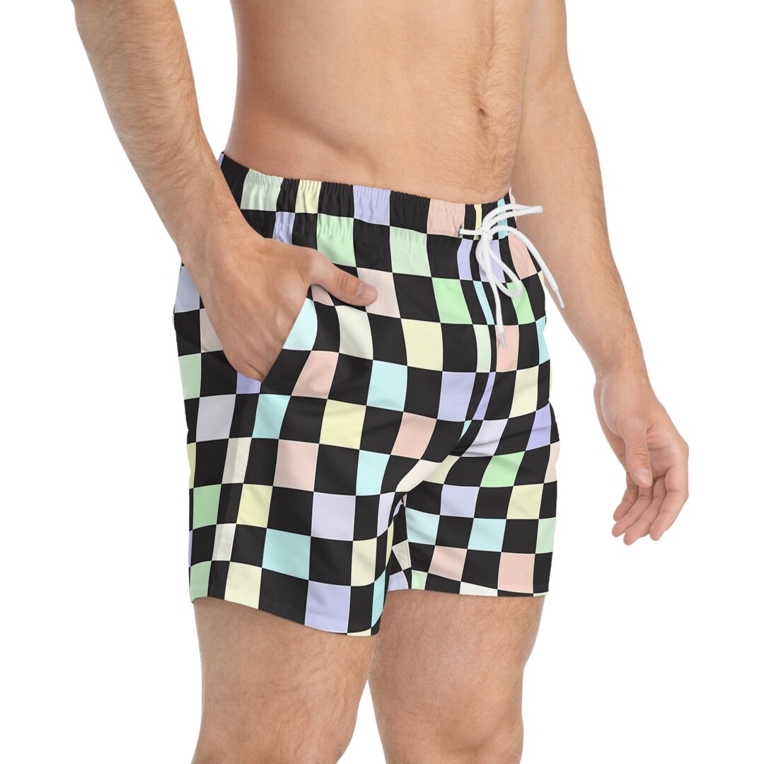 SKA STUFF | Pastel Rainbow Checkers | Swim Trunks - Etsy