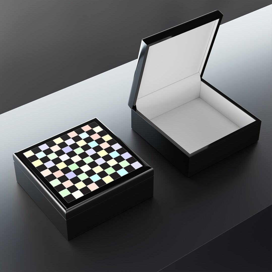 SKA STUFF Pastel Rainbow Checkerboard Inset Tile Wooden Jewelry Box - Etsy