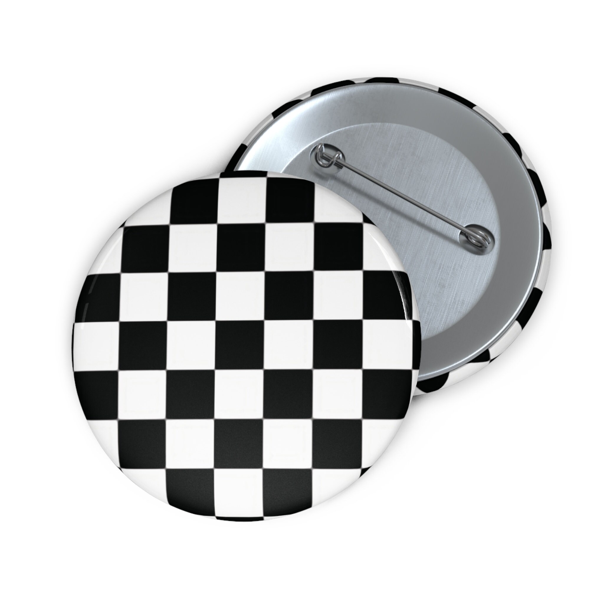 SKA STUFF | Black + White Checkerboard Pins | 1.25" 2.25" 3" | Pinback ...