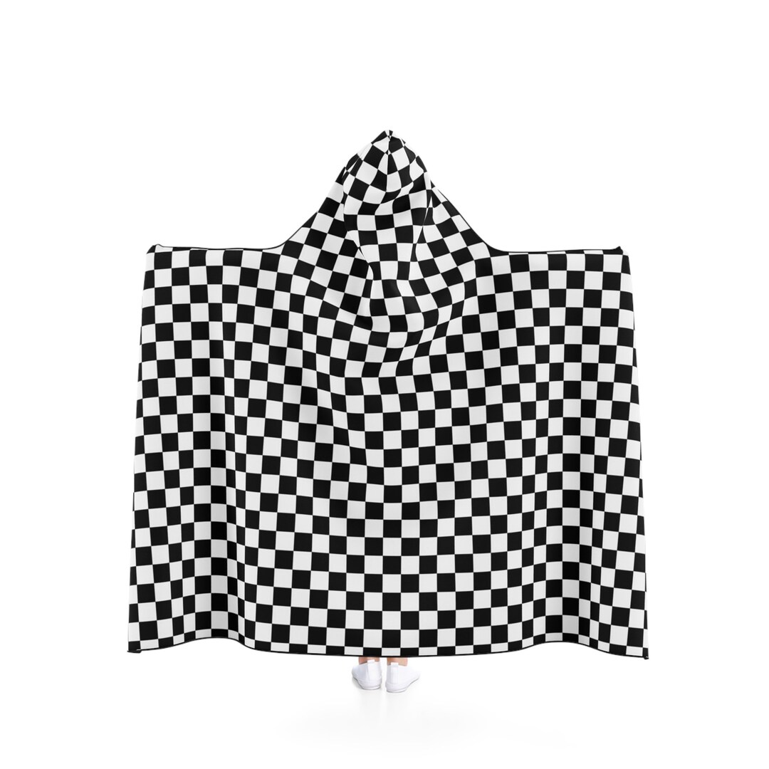 SKA STUFF Black and White Checkered Fuzzy Hooded Blanket for Kids - Etsy
