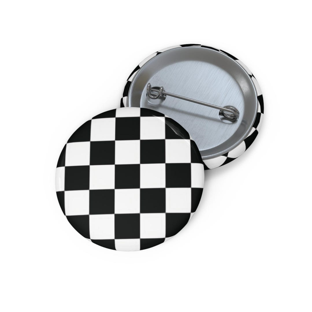 SKA STUFF | Black + White Checkerboard Pins | 1.25" 2.25" 3" | Pinback ...