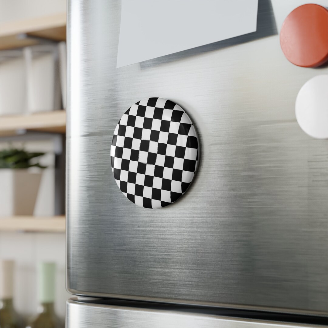 SKA STUFF | 2.25" Round Magnet | Black and White Checkers Checkerboard ...