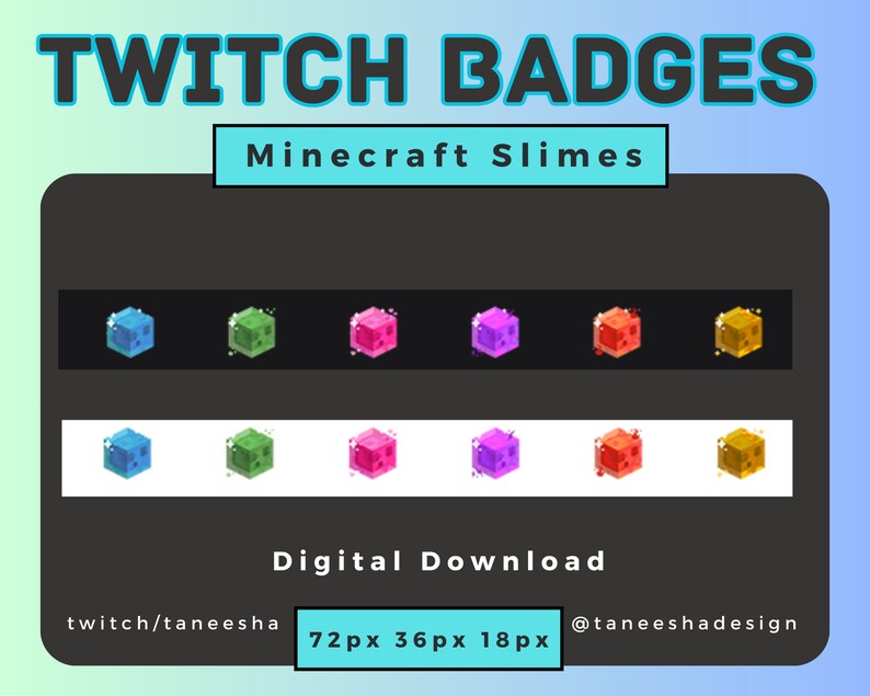 Minecraft Slime Sub / Bit Badges Twitch instant Download - Etsy
