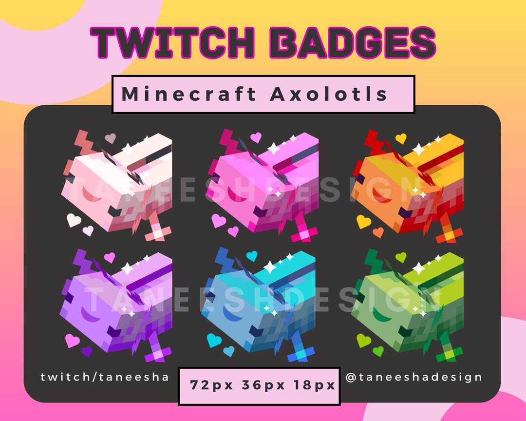 Minecraft Axolotl Sub / Bit Badges - Twitch (instant Download) - Etsy
