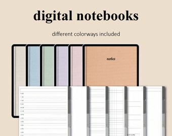12 Tab Digital Notebook, Hyperlinked PDF, Lined, Grid, Dotted, Blank ...