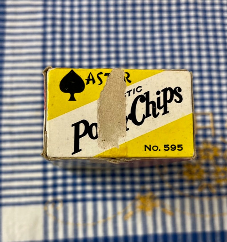 Vintage Astor Plastic Red White and Blue Poker Chips in Original Box ...