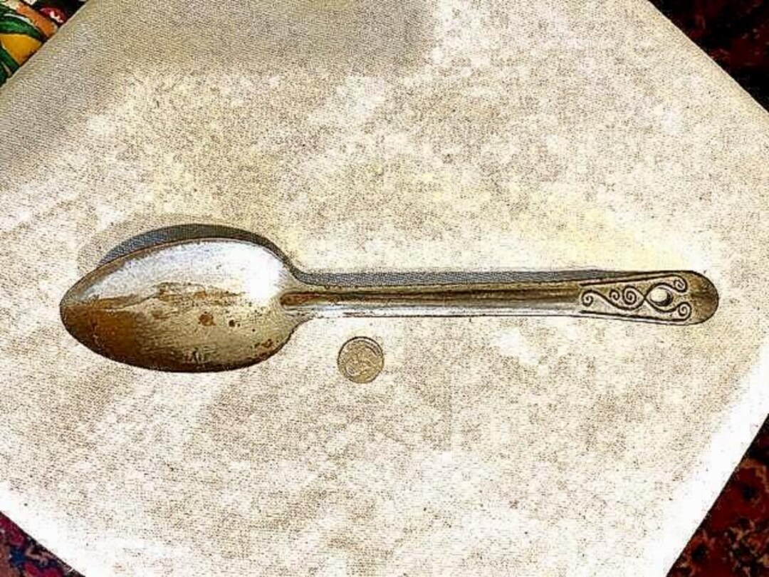 Large Rustic Vintage Metal Spoon With Decorative Handle. - Etsy