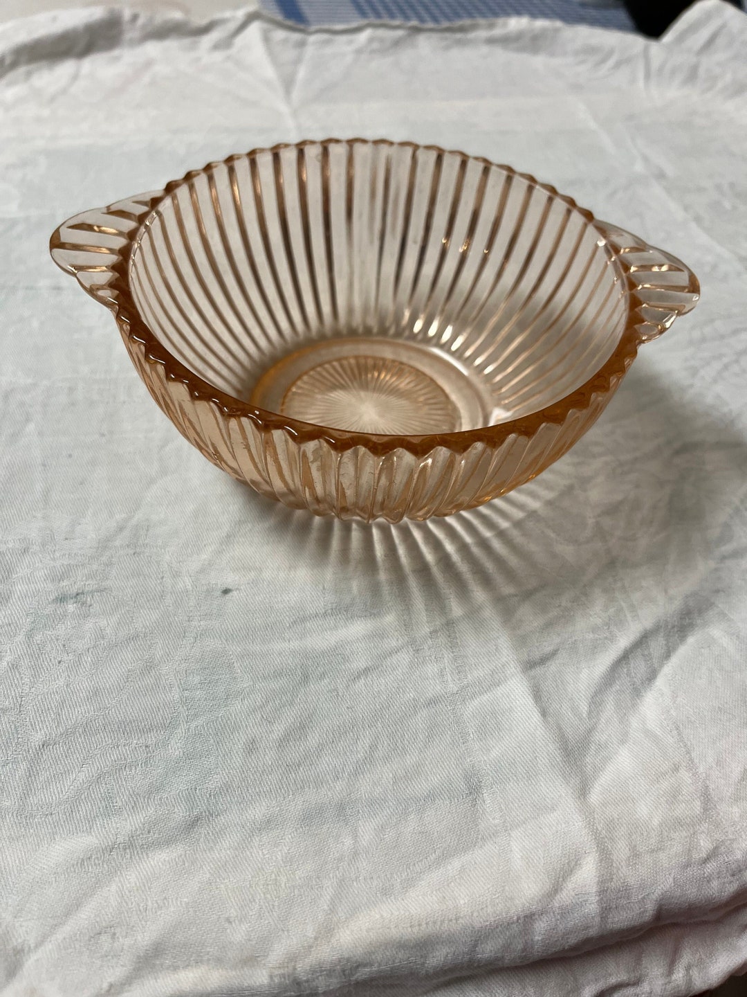 Pink Ribbed Depression Glass Bowl - Etsy