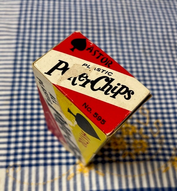 Vintage Astor Plastic Red White and Blue Poker Chips in Original Box ...