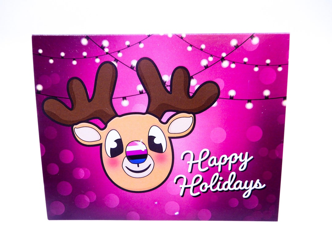 Genderfluid Reindeer Happy Holidays Card / LGBTQ Blank Inside - Etsy