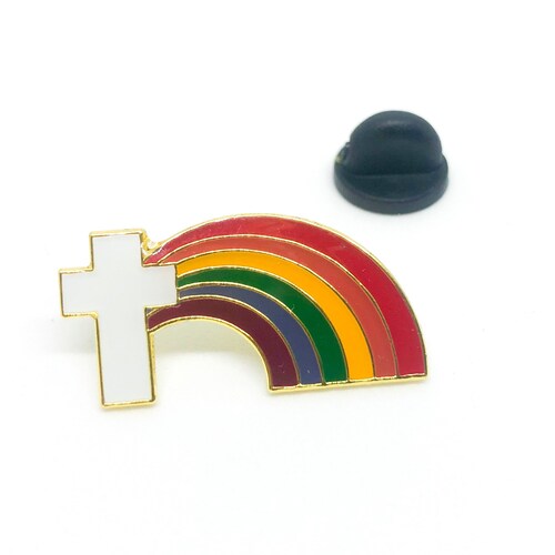 Christian LGBTQ Pride Ally Pride Cross Rainbow Pin Fly Your | Etsy