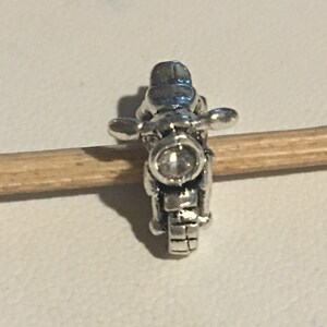 Motorcycle Charm Fits Pandora Bracelet , Bike Charm, Silver , Clear ...