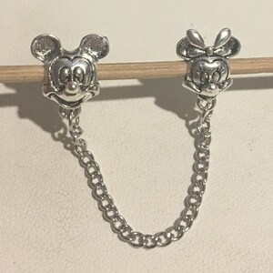 Mickey and Minnie Safety Chain Fits Pandora Bracelets , Mickey Mouse ...