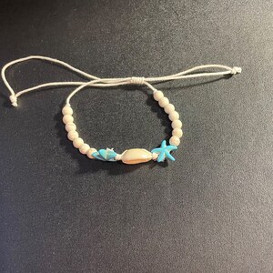 Adjustable Starfish Seashell Beaded Bracelet , Stackable Bracelet ...