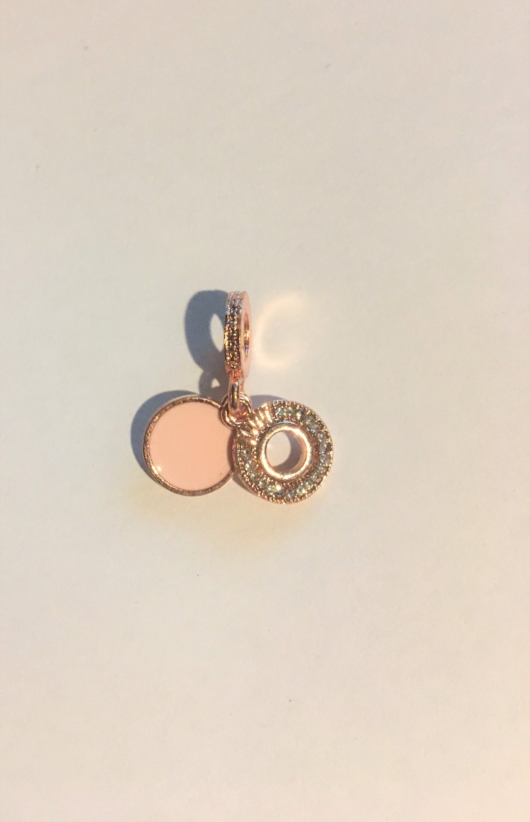 Sparkling Pave Crown O Dangle Charm Fits Pandora Bracelets , Rose Gold ...