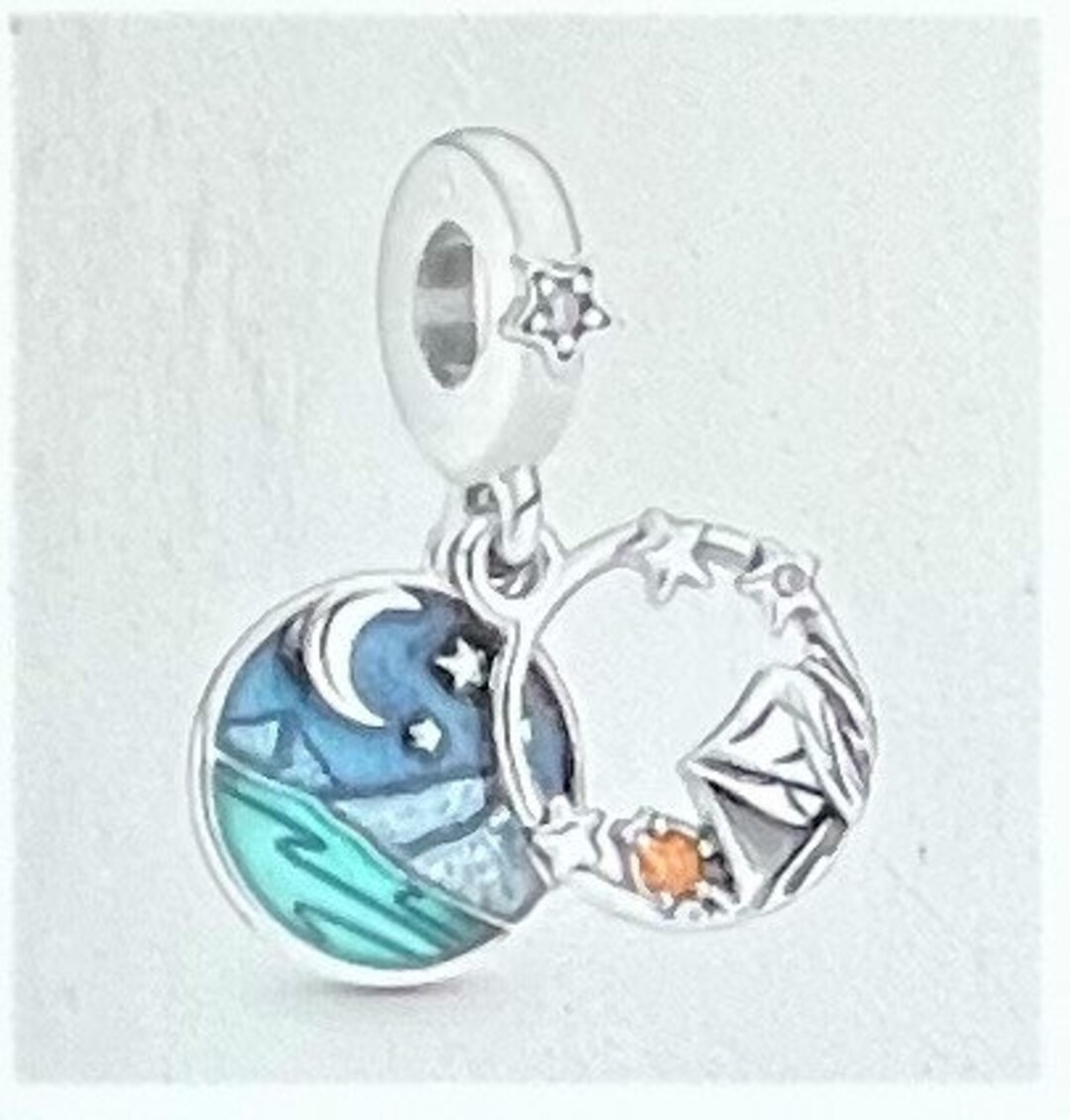 Camping Night Sky Double Dangle Charm Fits Pandora Bracelet , Sleeping ...